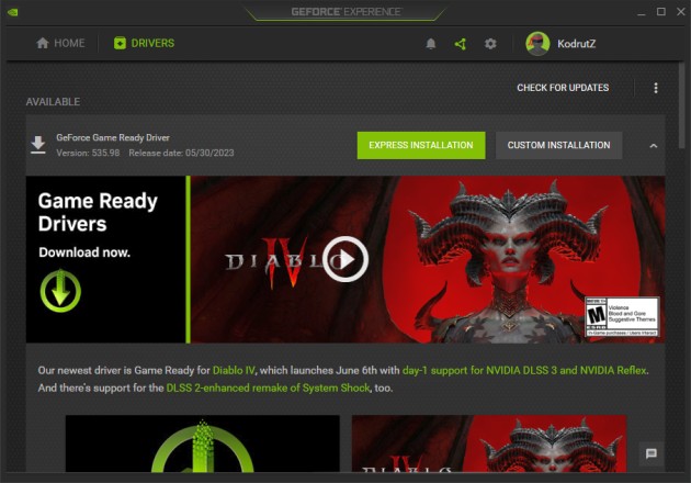 Sterownik Nvidia GeForce Game Ready Driver 535.98 jest już dostępny z optymalizacjami Diablo IV ...