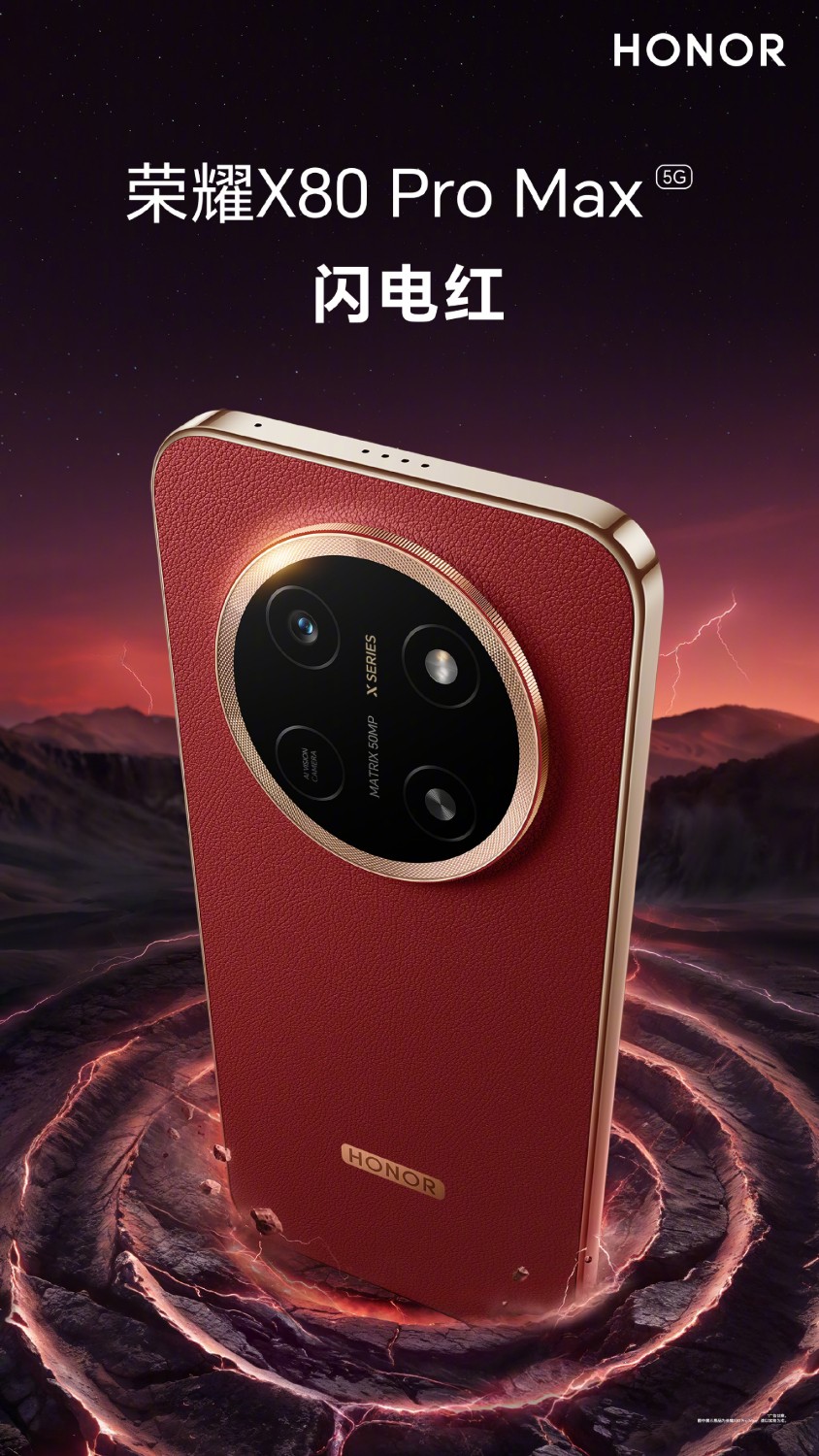 Honor Model X80 Pro Max prezentuje się przed obiektywem w czterech ...